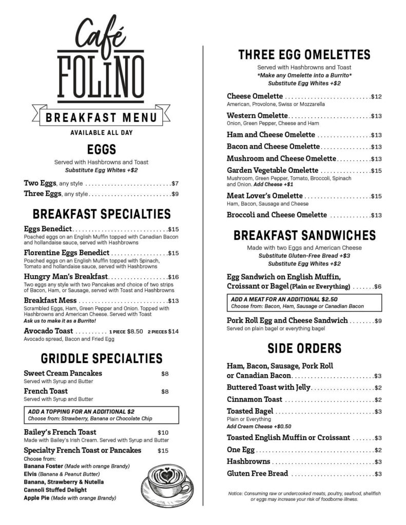 Menu - Café Folino