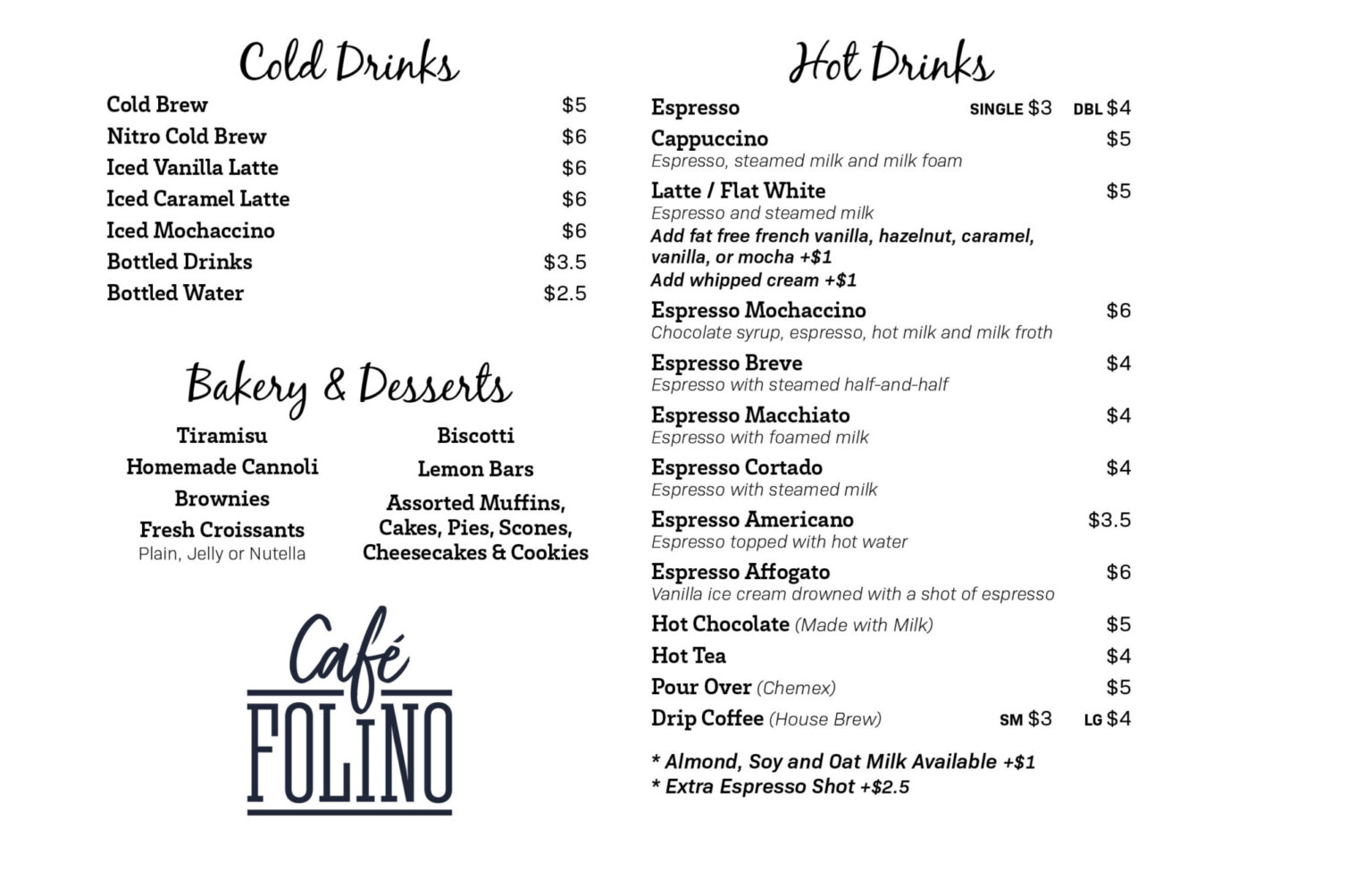 Cafe Folino Menu - ☕ Breakfast & Lunch