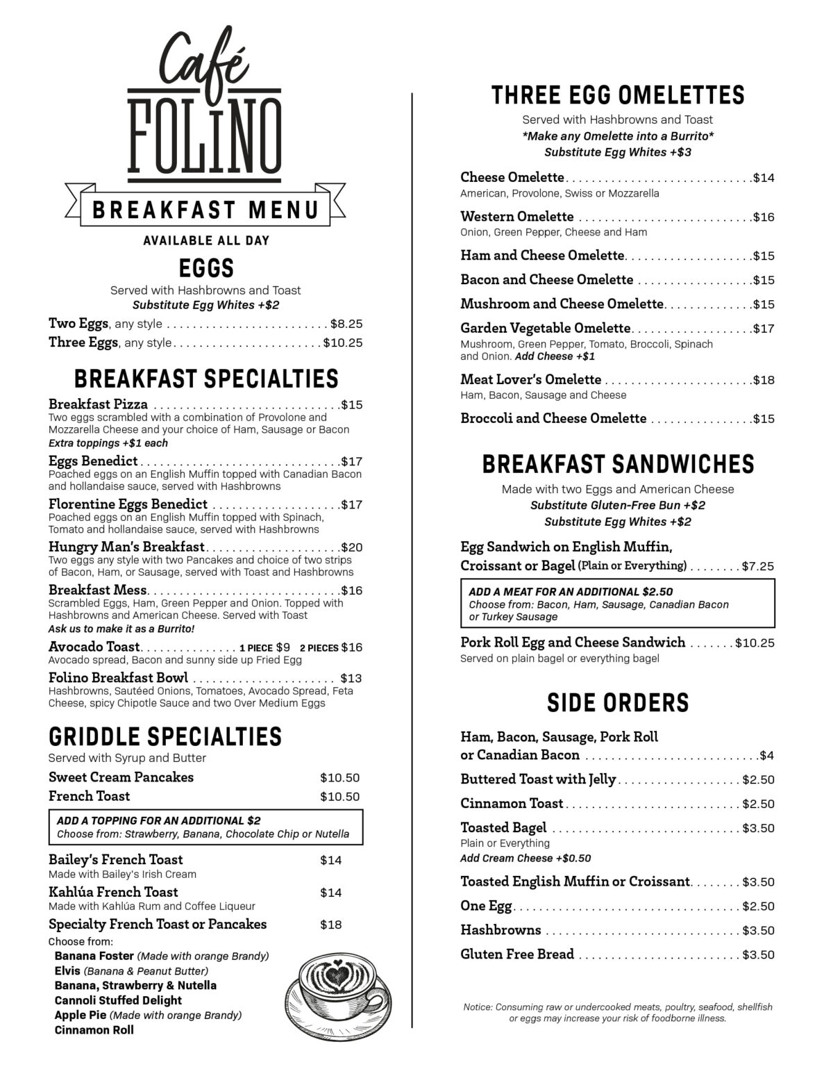 Cafe Folino Menu - ☕ Breakfast & Lunch